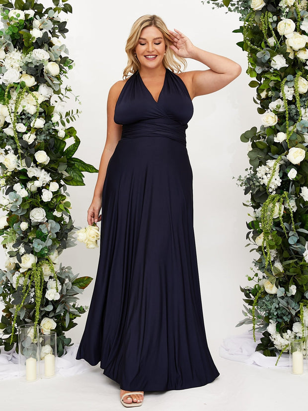 Multi-way Slinky Maxi Dress / Navy